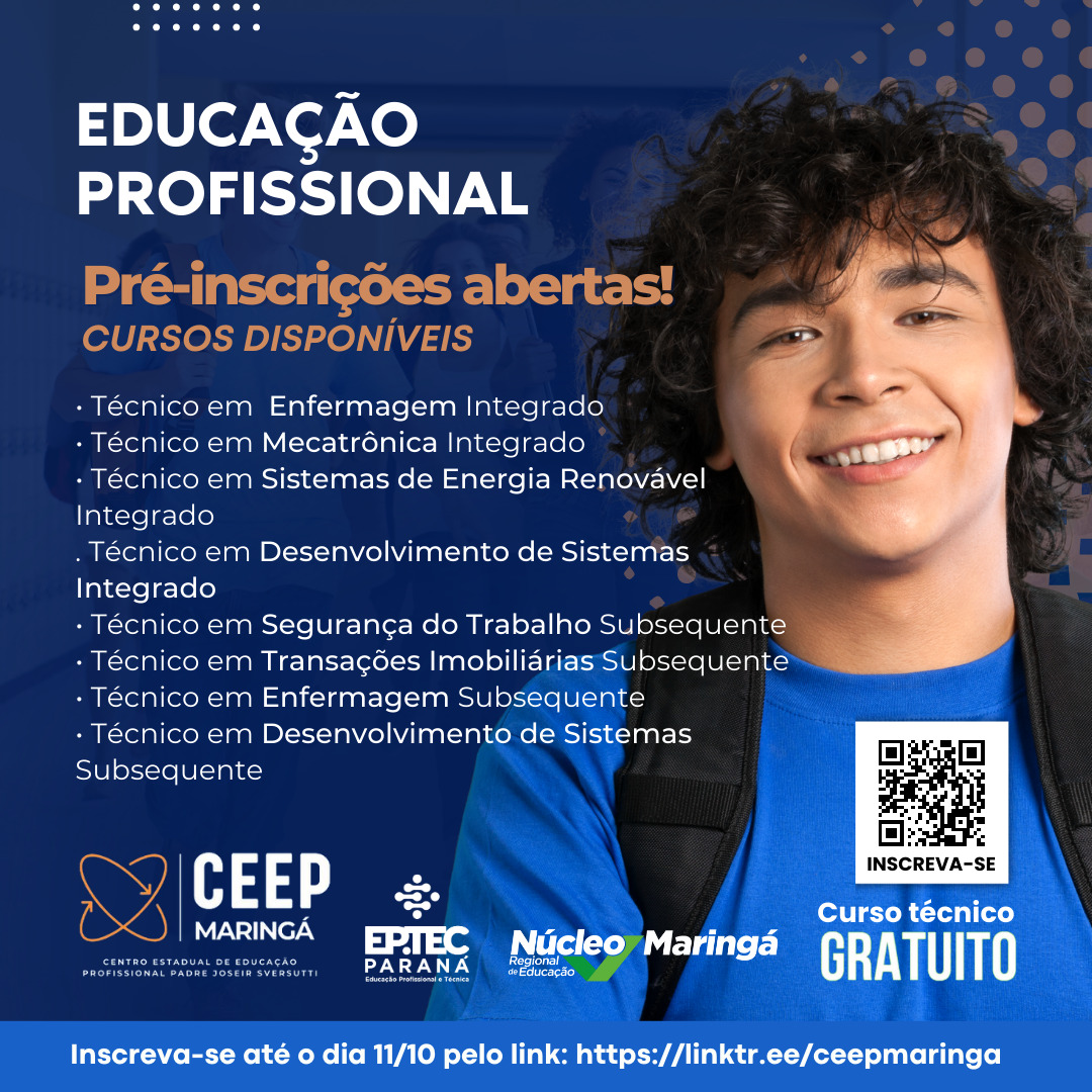 CEEP de Maringá abre matrículas para o ano letivo de 2025